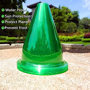 【24 Pack】 Garden Cloches for Plants, Multifunctional Plant Cover Plant Protectors Transparent Bell Jar Cloches Protection Plants from Birds, Slugs, Frost, Freeze Weather, 7.8" D x 9.4" H, Green