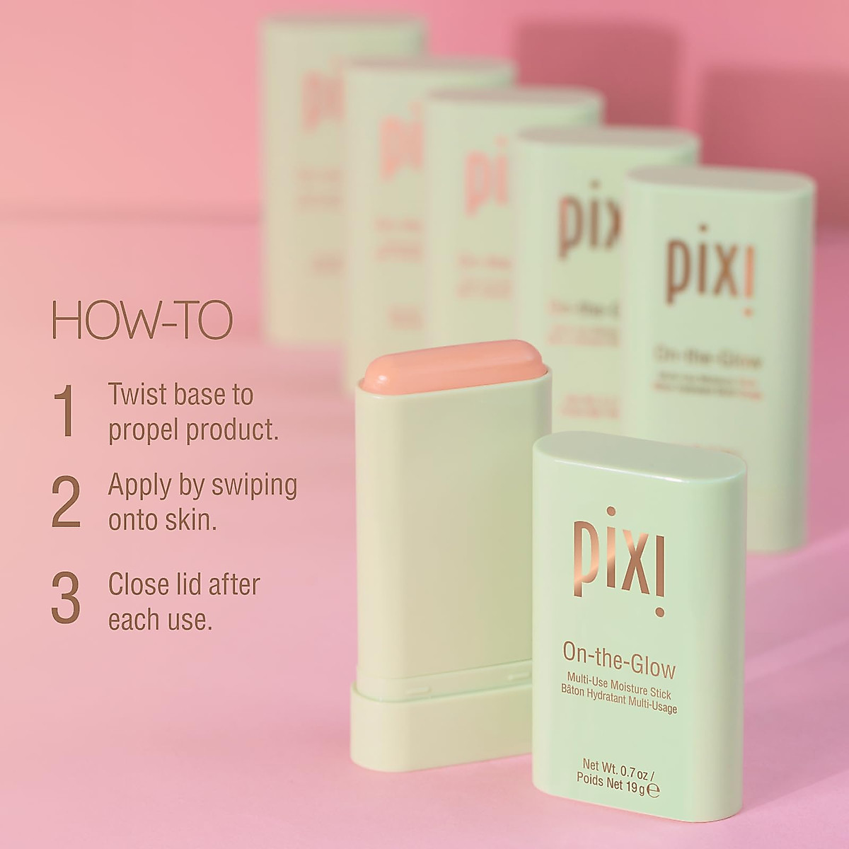 Pixi Beauty On-the-Glow | Solid Moisturizer Stick | Multi-Use Moisturizer | Travel-Friendly Hydration Anywhere You Go | 0.67 Oz
