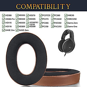 SOULWIT Cooling Gel Ear Pads for Sennheiser HD599/HD598/SE/CS/SR/HD595/HD569/HD558/HD518/HD515/Game Zero/G4ME Zero, Earpads Cushions for PC37X/PC38X/PC350/PXC350/PXE350/PC360/HD380/HD380-Pro (Coffee)