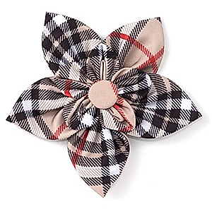 The Worthy Dog Bias Plaid Flower Adjustable Collar Attachment Accessory - Large