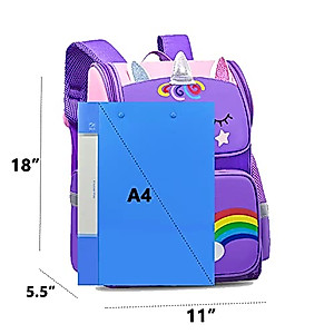 BIBDOO Unicorn Backpack for Girls, Kids School Bag for Preschool Kindergarten, Toddler Bookbags