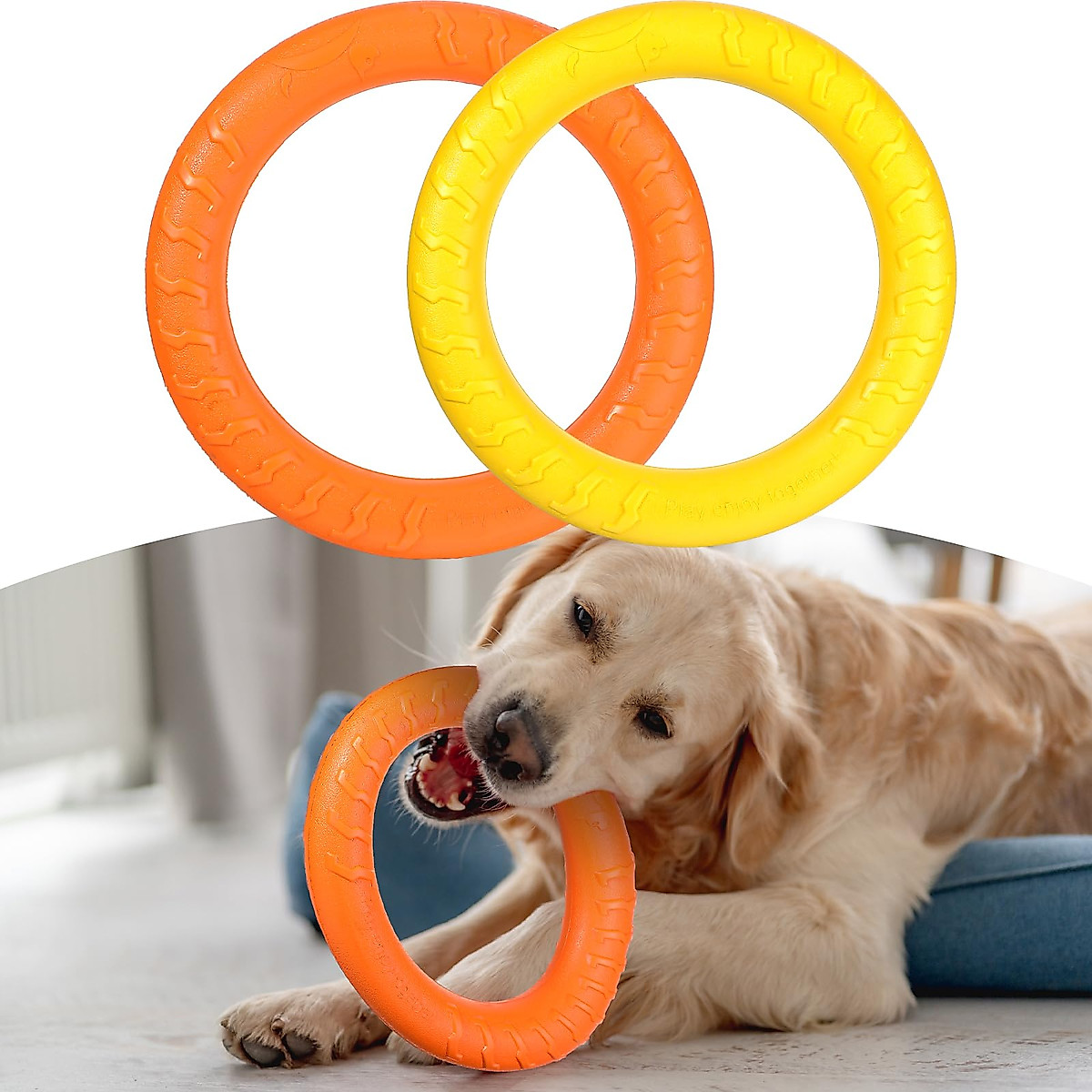 Leitee 2 Pack Dog Ring Toys Indestructible Dog Toys Dog Chewing Ring Toy Flying Discs Floating Dog Training Tools Pet Fetch Toy for Small Medium Large Dogs Throwing, Catching, Flying