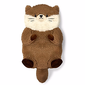 COMOIL Otter Microwave Heating Pad,Removable Weighted Heated Stuffed Animal,15"*8"Adorable Soft Short Plush Heat Pack for Relief