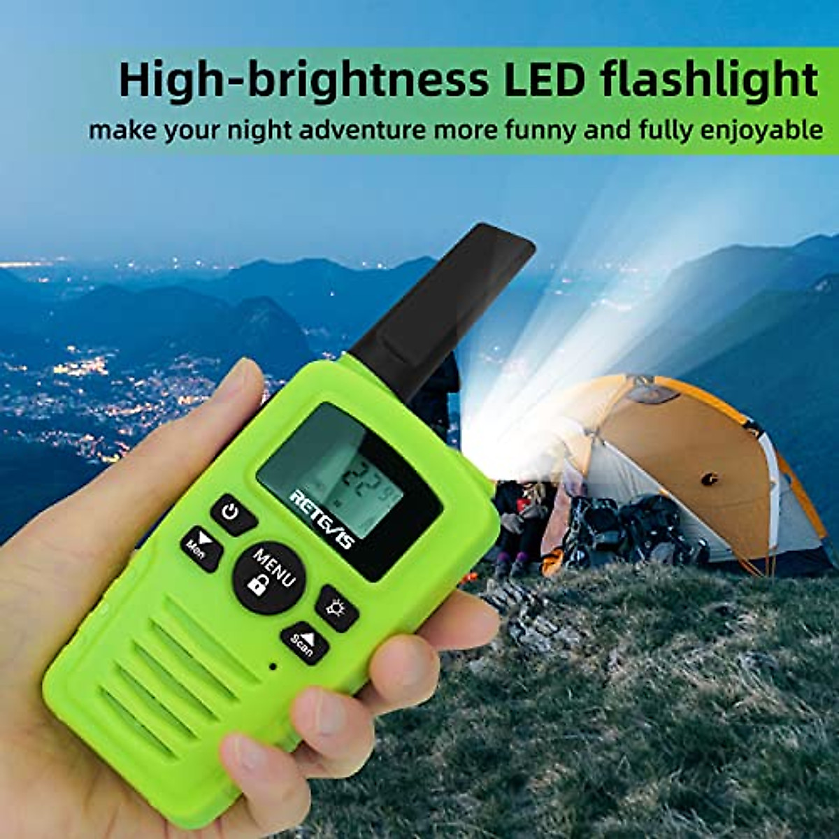 Retevis RA35 Walkie Talkies, Walkie Talkie for Kids Adults, Long Range Two Way Radios, Toddler Walkie Talkie for Boys Girls Family 2 Way Radio for Biking, Hiking, Cruise 2 Pack