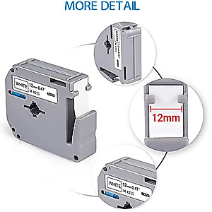5P M-K231 M Tape MK231-731 12mm 1/2 Compatible with Brother M Label Tape 12mm 0.47 White/Color Label Maker M Tape Compatible with Brother PT-80 PT-70 PT-65 PT-55 PT-M95 PT-90