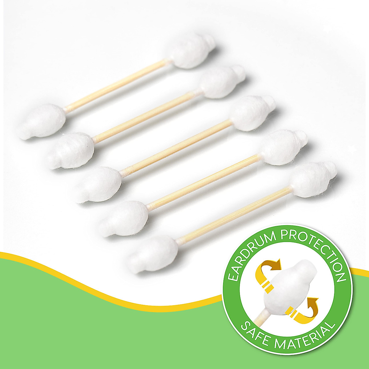 Baby Cotton Swabs 220 Count | Biodegradable & Organic Wooden Cotton Buds | Double Tipped Safety Ear Sticks | 100% Eco-Friendly & Natural | Perfect for Removing Toddler & Baby Ear Wax