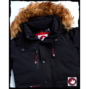 CANADA WEATHER GEAR Boys Winter Coat - Heavyweight Ski Jacket, Fur Trim Hood - Outerwear Parka (8-20), Size 10-12, Black