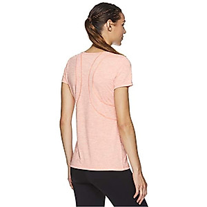 Reebok Womens Poly Marled Basic T-Shirt, Pink, Large