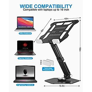 SENXILLER Laptop Stand for Desk, Laptop Stand Adjustable Height up to 19 inch, Swivel Laptop Stand with 360°Rotating, Laptop Riser Computer Stand Compatible with MacBook and All Laptops