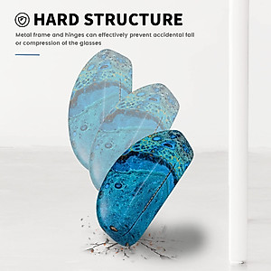 molshine Hard Shell Sunglasses Case,Large Glasses Case for Women Men Oversized Sunglass Eyeglasses (Cyan Sea Bottom)