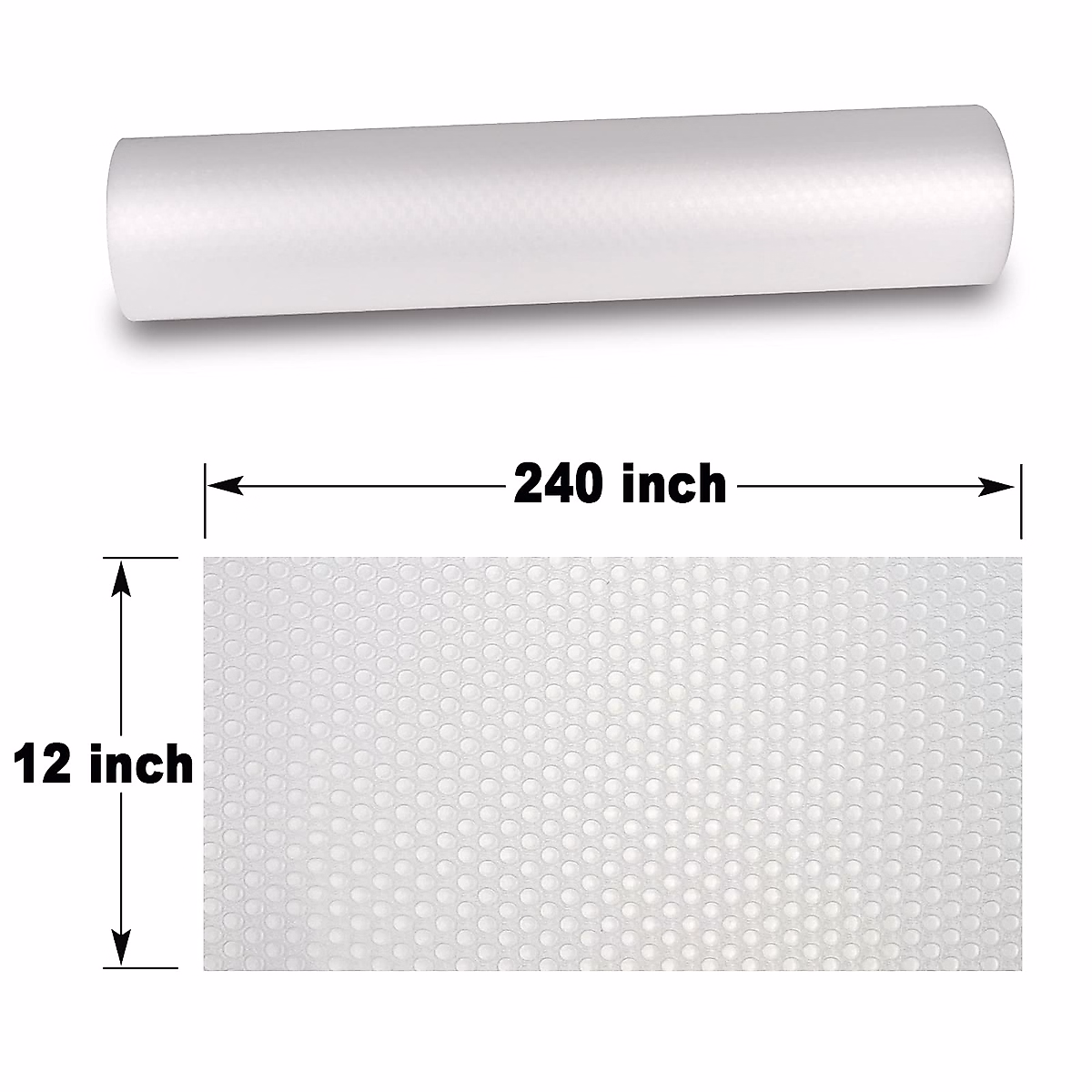 Aecoyke Shelf Liner, Cabinet Liner, Non Adhesive Kitchen Plastic Drawer Liner, Non Slip Shelf Liners for Kitchen Cabinets, Pantry, Shelves, Under Sink, Clear Refrigerator Liners (Clear, 12 x 240 inch)