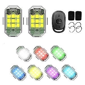 2PCS LED Strobe Drone Lights with Remote, 7 Colors Drone Anti-Collision Light Rechargeable, Night Warning Lights for Drone, Motorcycle