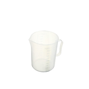 Bettomshin 2Pcs 1000ml Metric Plastic Beaker with Handle, Lab Beakers Multipurpose Mixing Cups Measuring Cup Transparent for Lab Kitchen Liquids