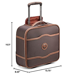 DELSEY PARIS Chatelet 2.0 Softside Luggage Under-Seater with 2 Wheels, Chocolate Brown, Carry on 16 Inch