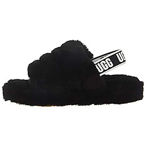UGG womens Fluff Yeah Slide Slipper, Black, 7 US