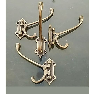 4 Old Style Solid Brass Double Wall Mount 180 Degree Swivel Coat Hat Towel Hooks #C24
