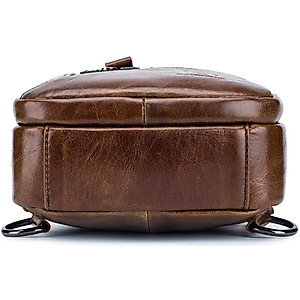 Leather Sling Bag for Men,Casual Crossbody Shoulder Backpack Travel Chest Bag