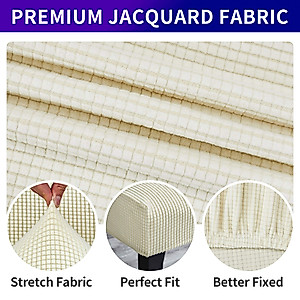 Howhic Stretch Chair Covers for Dining Room Set of 6, Removable Washable Dining Room Chair Covers, Dining Chair Slipcovers Seat Protector, Great for Home and Banquet Decoration (Ivory, 6 Pack)