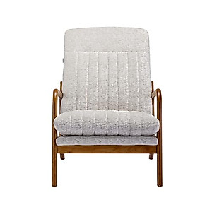 i-POOK Mid-Century Modern Chair, Accent Arm Chair with 3.94" Thick Removable Cushion, Wood Frame Chair for Living Room, Reading Room, Lounge, Beige