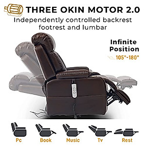 Irene House 9181 Three Motor Power Lift Recliner Lay Flat Chairs for Elderly with Lumber Support Motor Infinite Position Lift Chair Electric Recliner with Cup Holder Side Pocket(Brown Faux Leather)