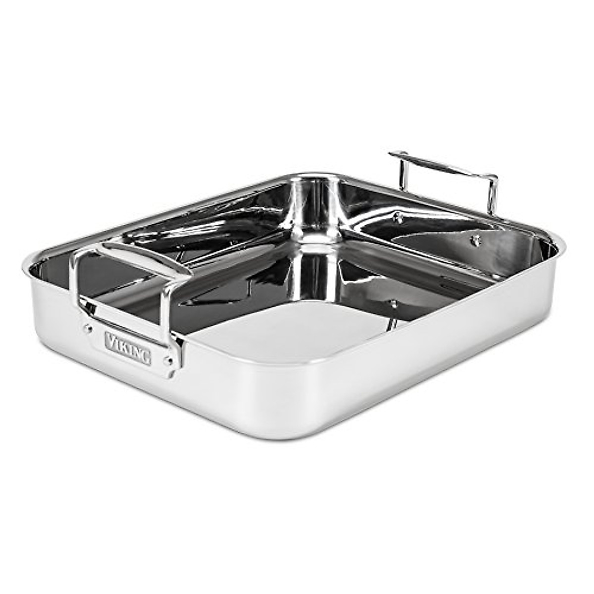 Viking Culinary 3-Ply Stainless Steel Roasting Pan, Includes a Nonstick Rack, Dishwasher, Oven Safe, Works on All Cooktops including Induction