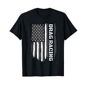Drag Racing - American Flag Drag Racer Race Car Lover T-Shirt