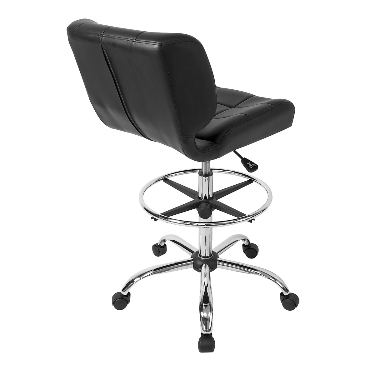 Studio Designs Black Crest Drafting Work Chair with Foot Rest - Adjustable Height - Contoured for Desk or Drafting Table