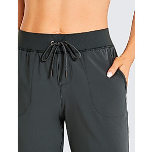 CRZ YOGA Women's Lightweight Workout Joggers 27.5" - Travel Casual Outdoor Running Athletic Track Hiking Pants with Pockets Melanite Small