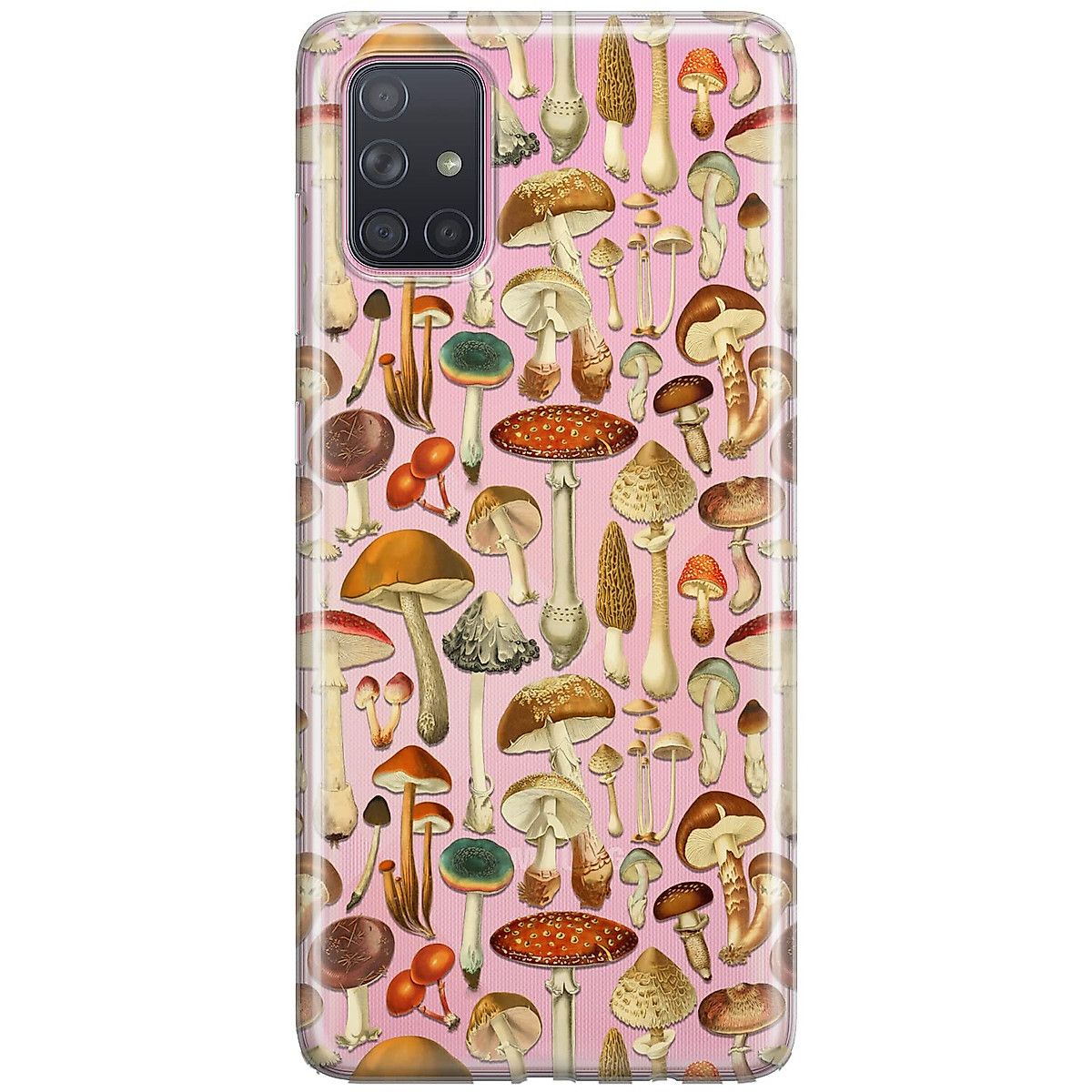 Cavka Phone Case Compatible with Samsung Galaxy A73 A72 5G A71 A54 A52 A42 A34 A32 A14 A11 Slim Botanical Vintage Fungus Amanita Cute Lightweight Transparent Autumn Forest Mushrooms Cover Design