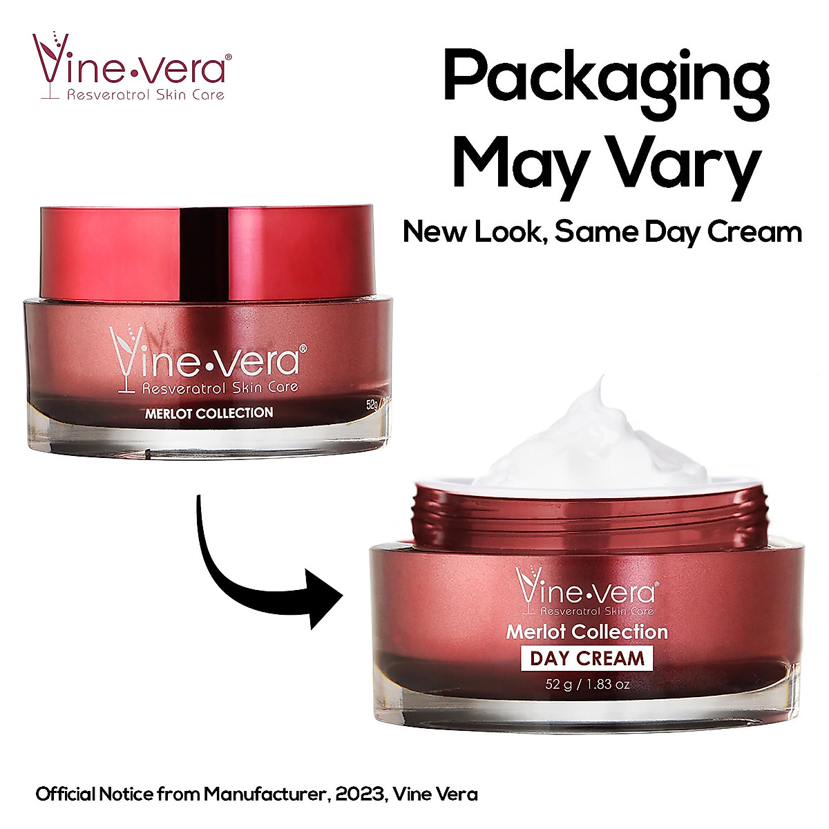 Vine Vera Resveratrol Merlot Moisture Day Cream Resveratrol Skin Care Face Moisturizer - Merlot Face Cream for All Skin Types Products for Anti Aging - 52 G / 1.83 Oz