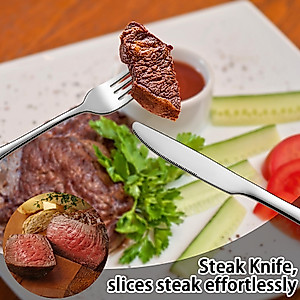 suoundey 5pcs Stainless Steel Silverware Set, Kitchen Cutlery Set, Mirror Polished Forks Knives and Spoons Set for Home and Restaurant, Rust Resistant Eating Utensil Set