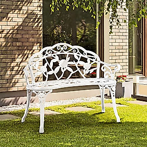 Yaheetech Patio Garden Bench Park Bench Outdoor Benches, Aluminium Patio Yard Bench for Outdoor Porch, Lawn, Balcony, Backyard