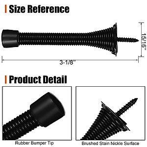 Chumia 36 Pieces Spring Door Stopper with Rubber Bumper Flexible Spring Heavy Duty Wall Door Stop for Home Offices Schools(Matte Black)