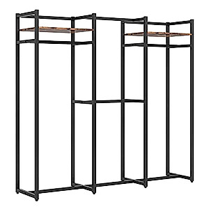 Tribesigns Garment Rack Heavy Duty Clothes Rack, Free Standing Closet Organizer with Shelves and Hanging Rod, Large Metal Clothing Rack for Hallway, Bedroom, Max Load 500Lbs (Dark Black)