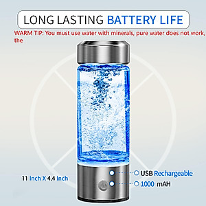Hydrogen Water Bottle, Portable Hydrogen Water Ionizer Machine, Hydrogen Water Generator, Rechargeable Hydrogen Rich Water Glass Health Cup for Home Travel (Silvery)
