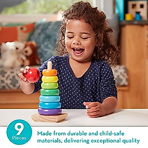 Melissa & Doug Rainbow Stacker Wooden Ring Educational Toy - Wooden Rainbow Stacking Rings Baby Toy, Stacker Toys For Infants And Toddlers