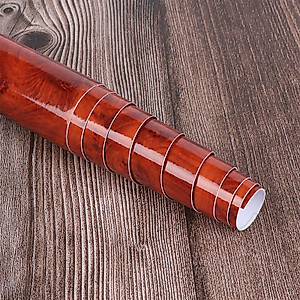 GreceYou High Glossy Wood Grain Vinyl Wrap Sticker Decal Car Internal Wraps Self Adhesive DIY Film, Waterproof Wrap Roll without Bubble, 100x 40cm/39.4x15.7in (yellowish-brown)