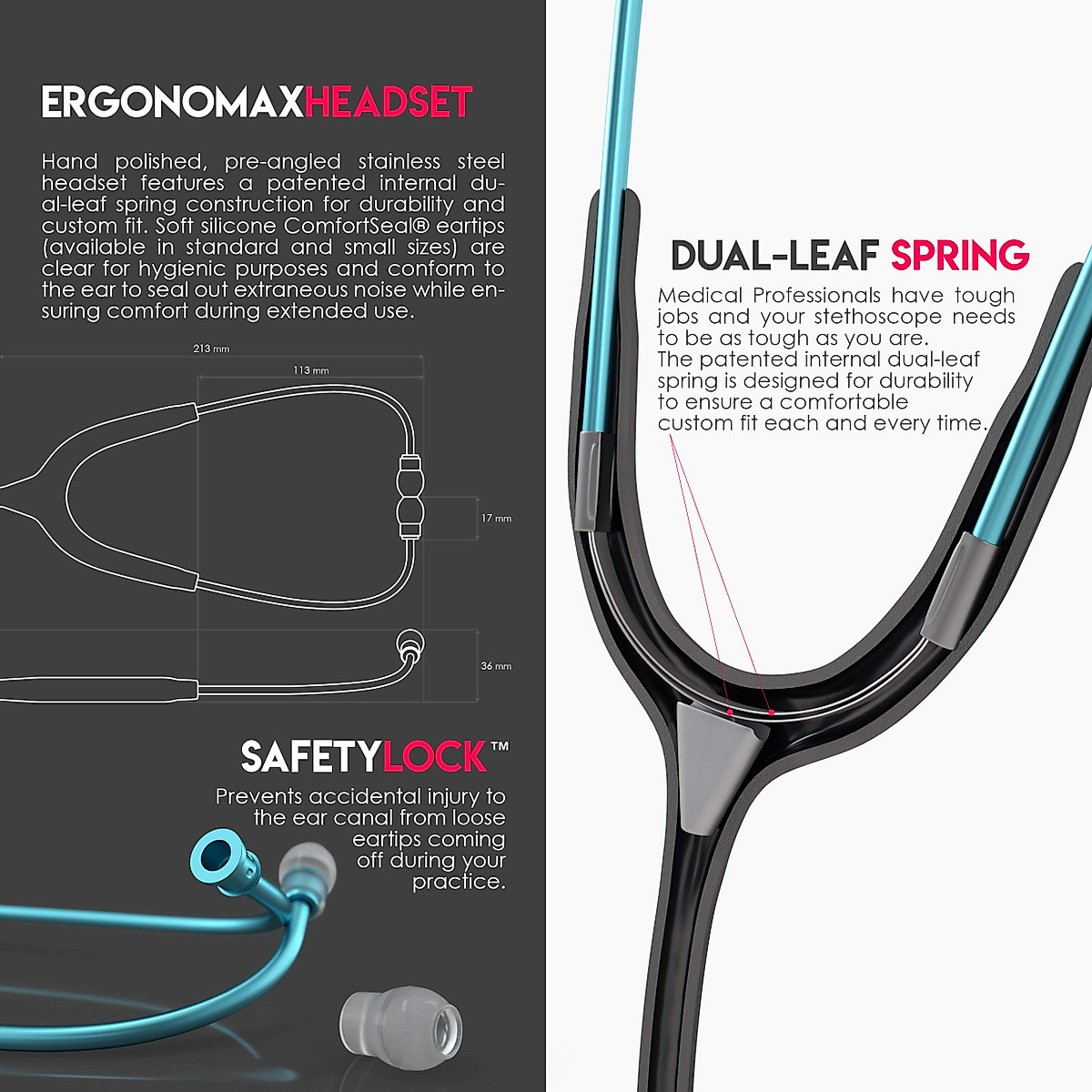 MDF Instruments, Acoustica Lightweight Stethoscope for Doctors, Nurses, Students + MDF LUMiNiX Illuminator Medical Professional Diagnostic Penlight