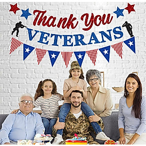 FHGG Thank You Veterans Decorations Banner Thank You to Our He roes Banner Decorations We Are So Proud of You Banner Decorations for Veterans Police Military Army Employees, Memorial Day Veterans Day Party Decorations