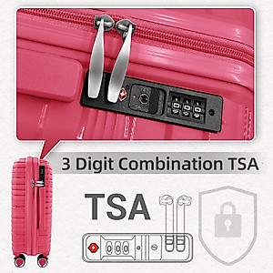 LEAVES KING Luggage 4 Piece Sets, Hard Shell Lightweight Carry on Expandable Suitcase with Spinner Wheels Travel Set for Men Women (14/20/24/28, Peach Pink)