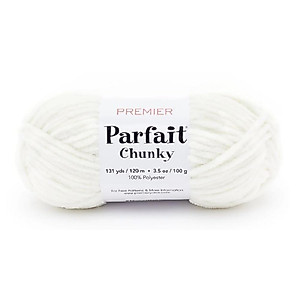Premier Yarns Parfait Chunky Chenille Yarn 3.5 Oz 6 Super Bulky Weight 3 Pack Bundle with Bella's Crafts Stitch Markers (Cream)