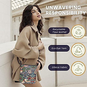 Signare Tapestry Small Crossbody Bag Sling Bag for Women with Flower and Bird William Morris Strawberry Thief Blue Design (SLING -STBL)
