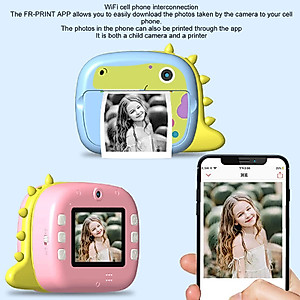 Kids Camera Instant Print, 12MP 8X Zoom Kids Digital Camera Kids Selfie Camera with Print Paper, Kids Video Camera Toddler Camera for Girls Boys Gifts (Pink)