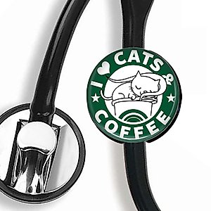 PAUJCXJ I Love Cat Stethoscope Tag,Steth ID Tag,Nurse Badge, black