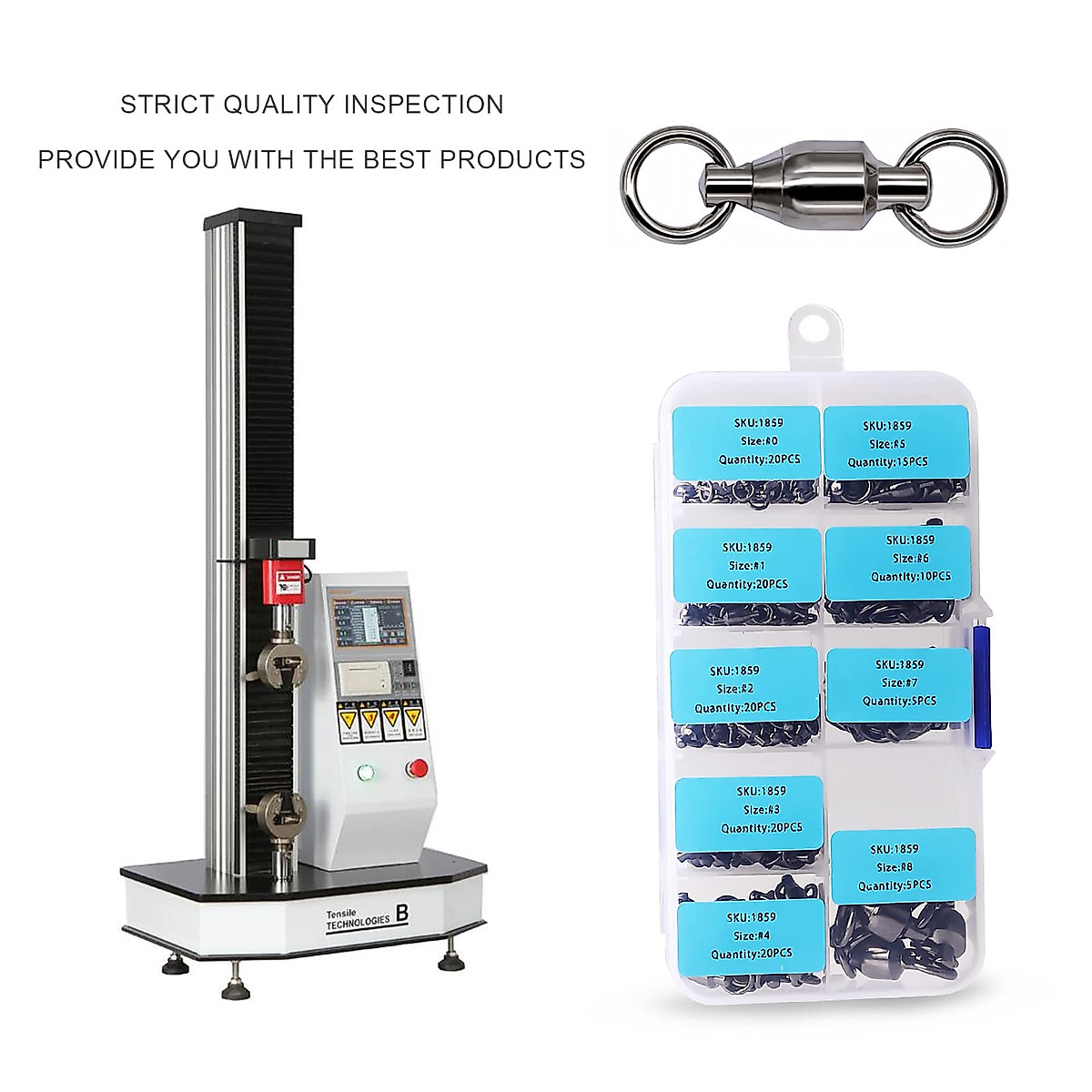 DAGEZI Fishing Swivels Set, 135pcs Rolling Swivel Barrel swivels Fishing Stainless Steel Swivels Fishing Tackles， Fishing Rolling Bearing Connector for Saltwater Fishing (Style-1859（#0-#8）)