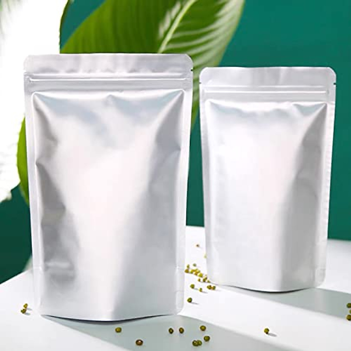 YunKo 100 PACK Mylar Bags for Food Storage Resealable Zippered Foil Bags Sealable Packaging Bags Stand Up Bags For Coffee Bean，Tea (10"X14", 7"x10", 5"x8")