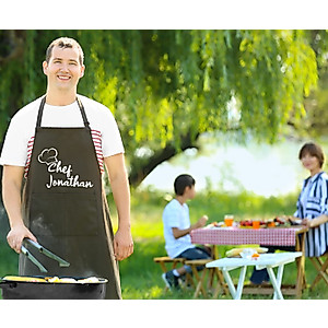 Personalized Chef Apron, Apron for Women or Men with Pockets, Cooking Aprons for Women, Chef Apron for Men, Custom Kitchen Apron Customized Woman Man Aprons, Personalized Gift for Dad or Mom