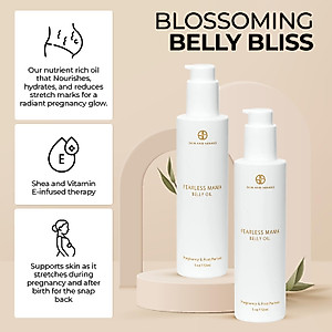 Fearless Mama Belly Oil - Help Prevent Stretch Marks + Smoothing Therapy - Quick-Dry pregnancy Belly + Body Oil - Nutrient Rich with Shea Oil and Vitamin E, Supports Skin as it Stretches