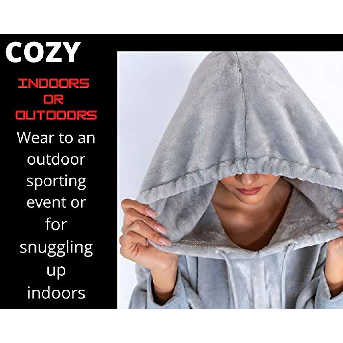 emmandsophie Blanket Sweatshirt - Cozy Blanket Hoodie - Oversized Wearable Blanket - 2 Front Pockets - Machine Washable - Adults, Women, Men,Teens (Grey)