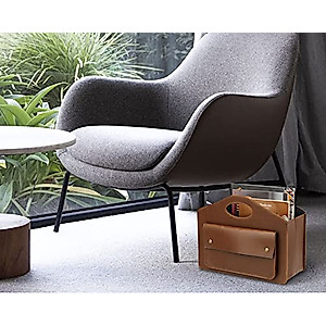 HofferRuffer Magazine Basket Holder, Foldable Magazine Rack, Document File Holder Organizer, File Folder, Newspaper Storage Bin Organizer for Home or Office (Brown)